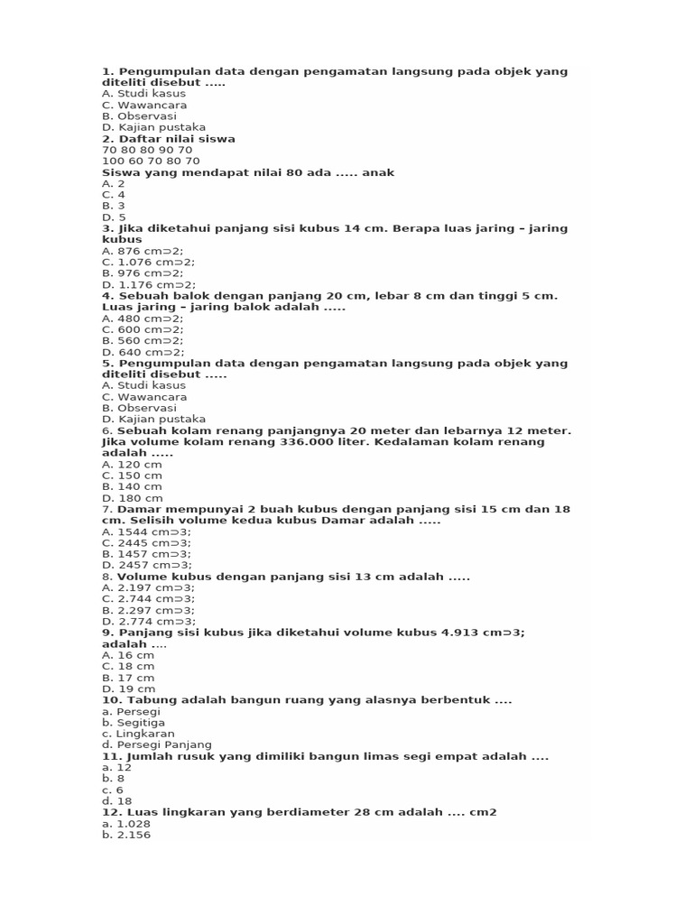 Lat Soal Kelas 5 MTK | PDF