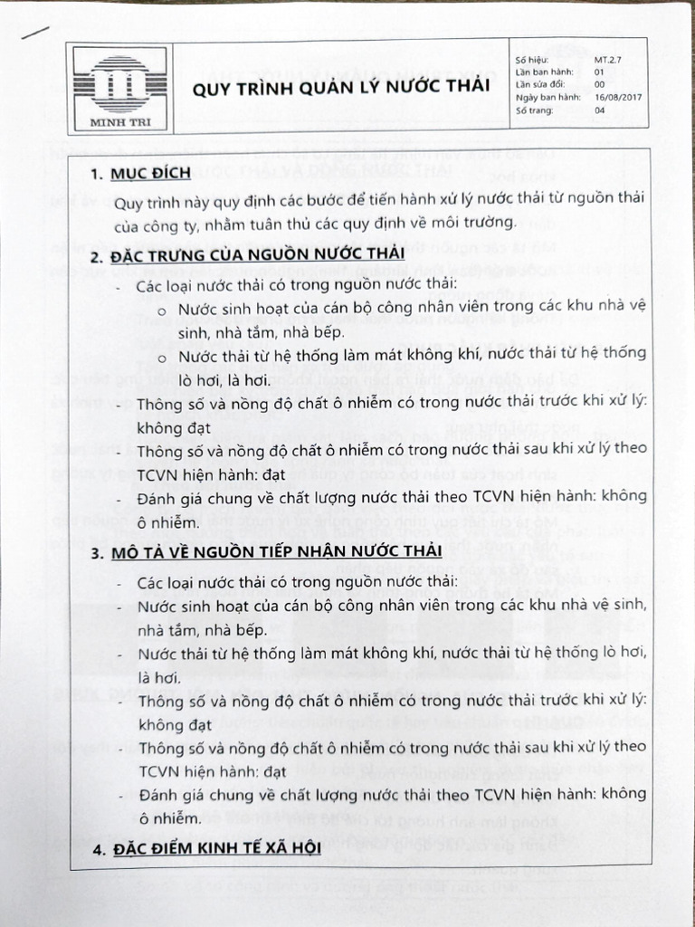 Quy Trình Qu N Lý Nư C TH I | PDF