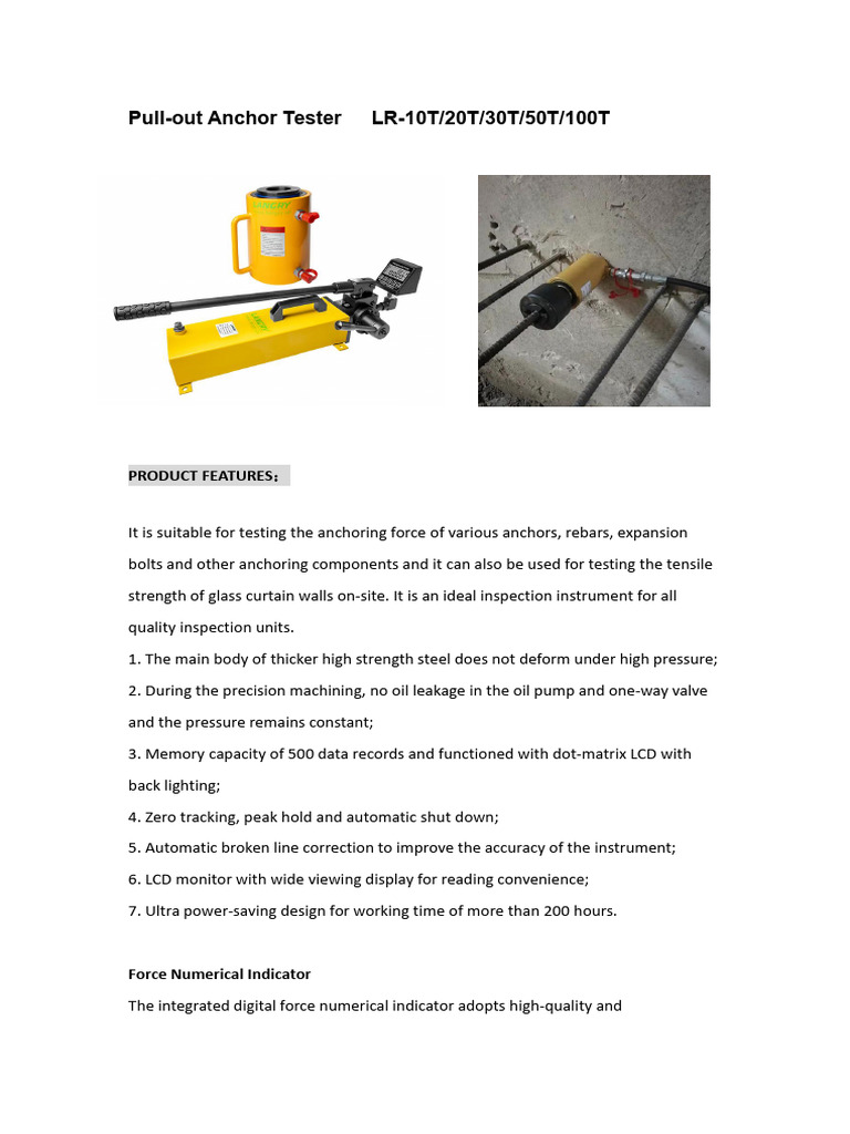 Langry Anchor Pull Out Tester | PDF | Force
