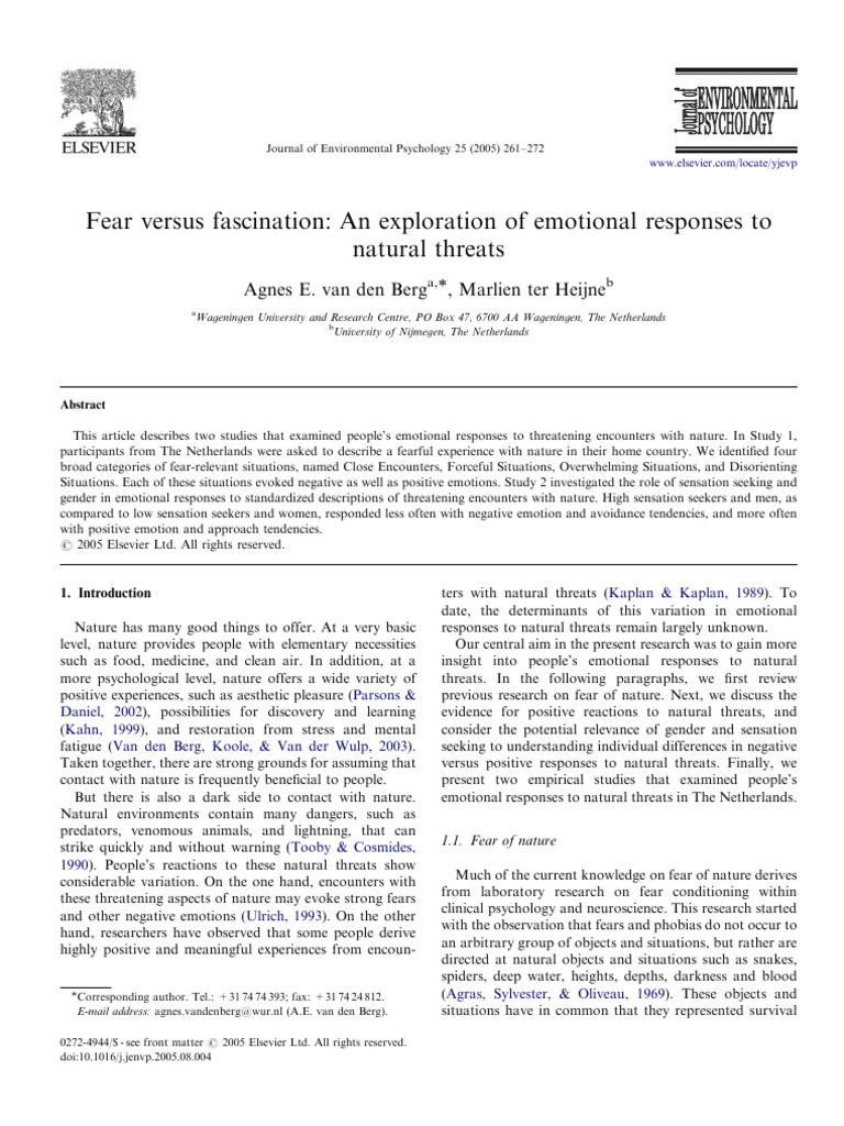 Fear Versus Fascination An Exploration of Emotional Responses To ...