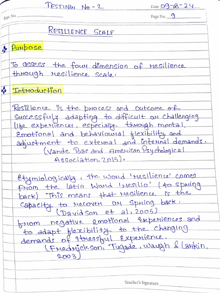 Resilience Scale Test | PDF