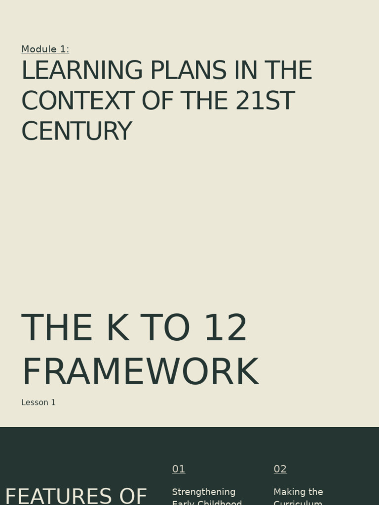 Module 1 Lesson 1 The K-12 Framework | PDF | Curriculum | Learning