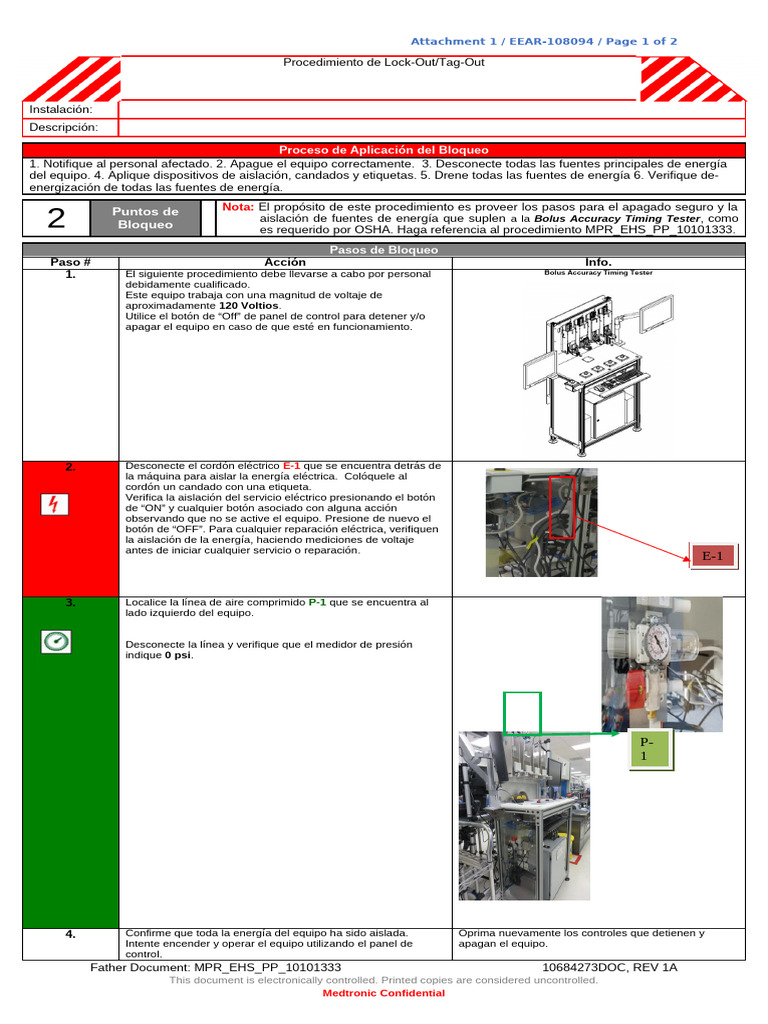 Procedimiento Lock-Out/Tag-Out Seguro | PDF | Gases | Ciencias fisicas