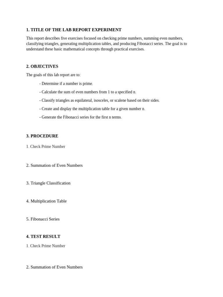 Title of The Lab Report Experiment: 2. Summation of Even Numbers | PDF | Career & Growth