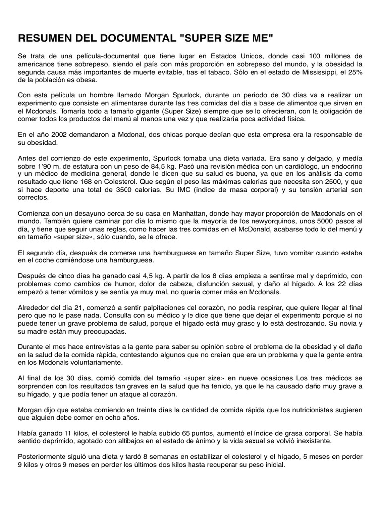 Impacto de "Super Size Me" en la obesidad | PDF | Obesidad