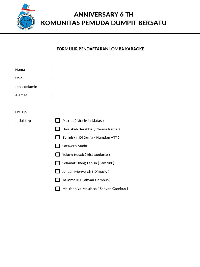 Formulir Karaoke | PDF