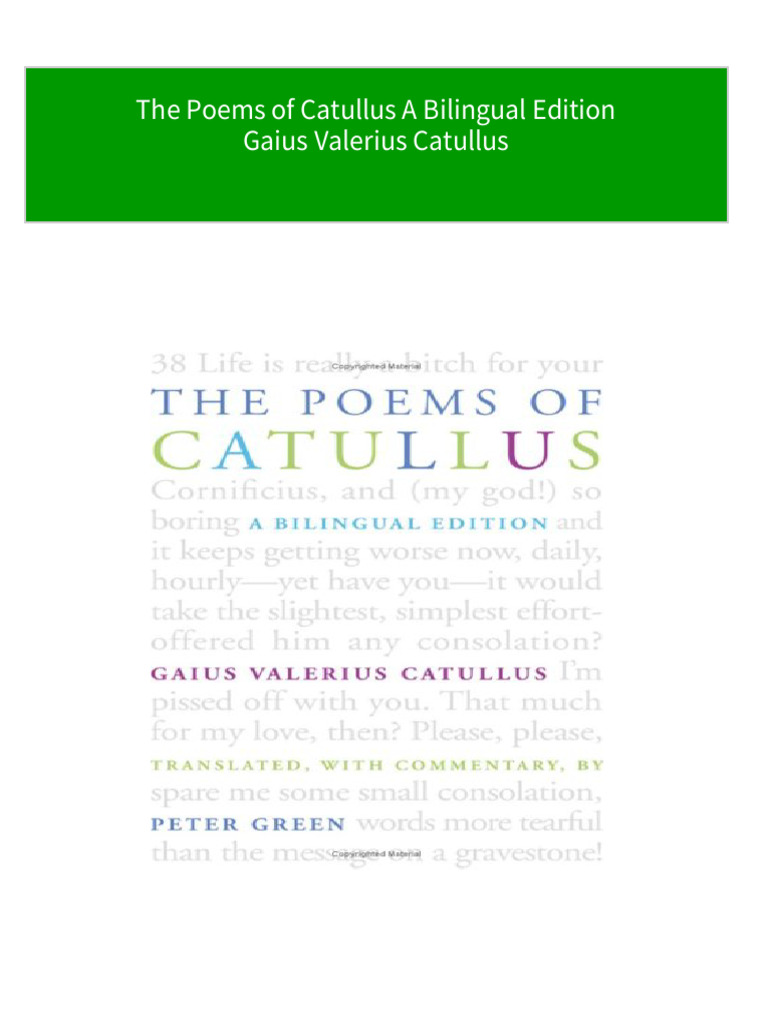 The Poems of Catullus A Bilingual Edition Gaius Valerius Catullus | PDF ...