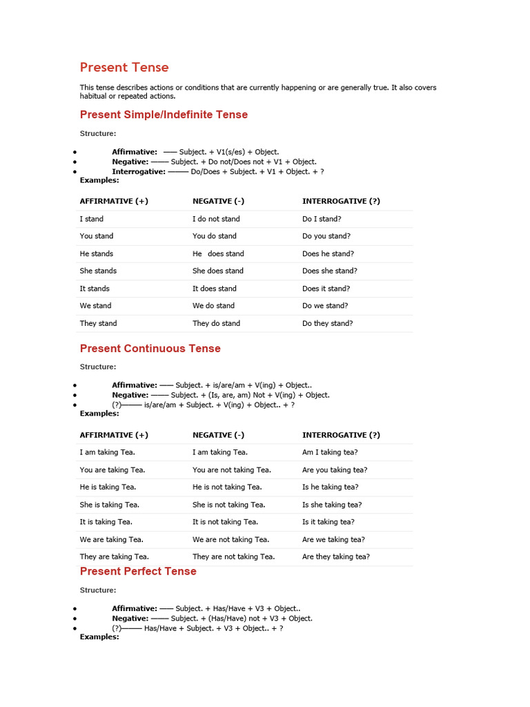 Tense structure.doc | PDF | Grammatical Tense | Syntax