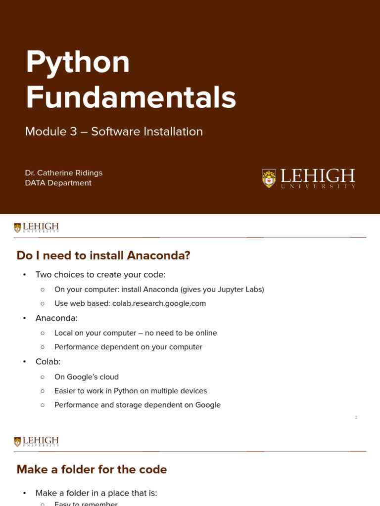Asset-V1 LehighX+Python100+3T2023+type@asset+block@Module 3 Software Installation | PDF