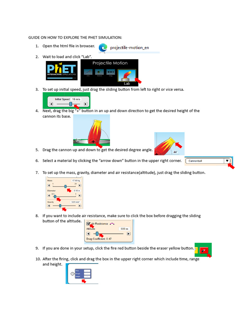 GUIDE How To Set The Phet Projectile | PDF | Career & Growth | Games ...