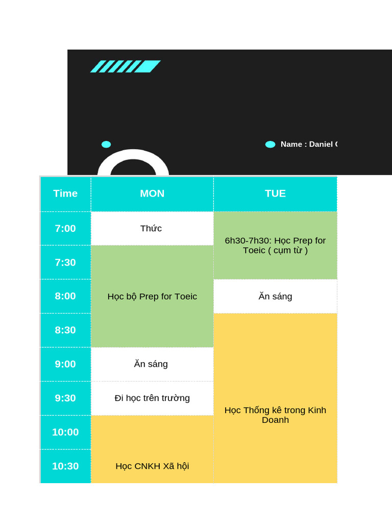 Schedule of Daniel Chung | PDF