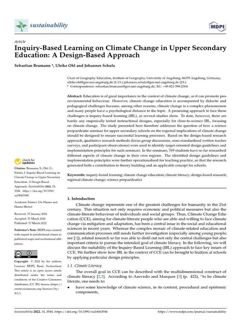 14 Inquiry Based Learning On Climate Change | PDF | Knowledge | Science