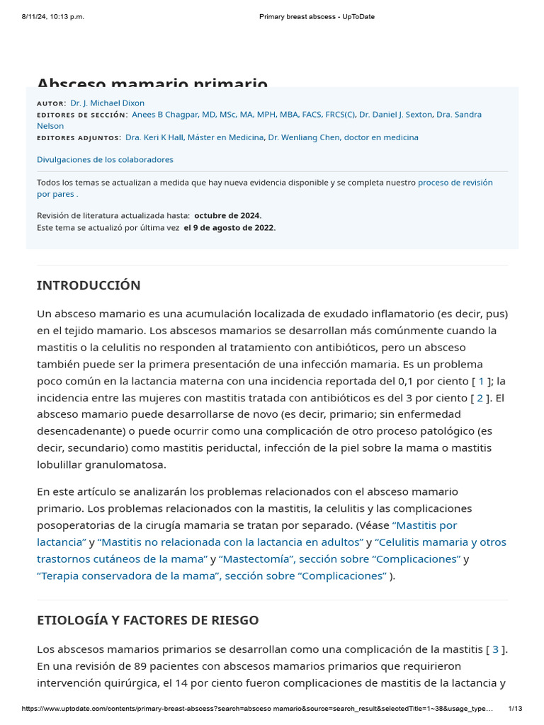 Primary Breast Abscess - UpToDate | PDF | Amamantamiento ...