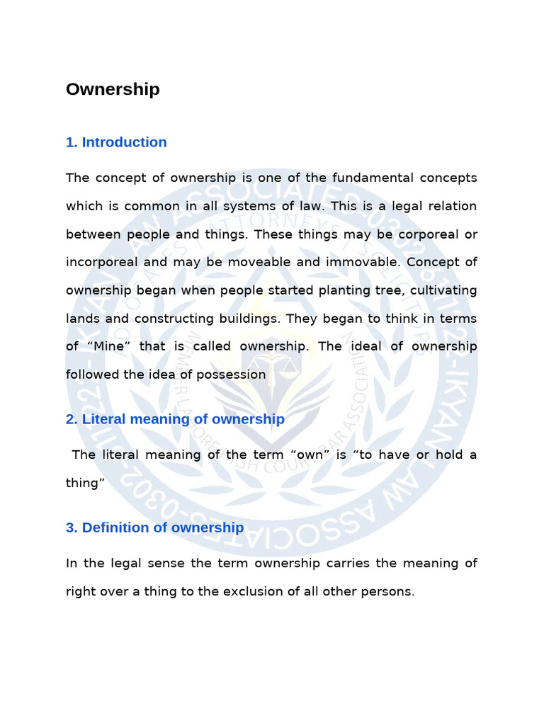 Ownership English Jurisprudence LLB 5 Years | PDF | Property | Ownership