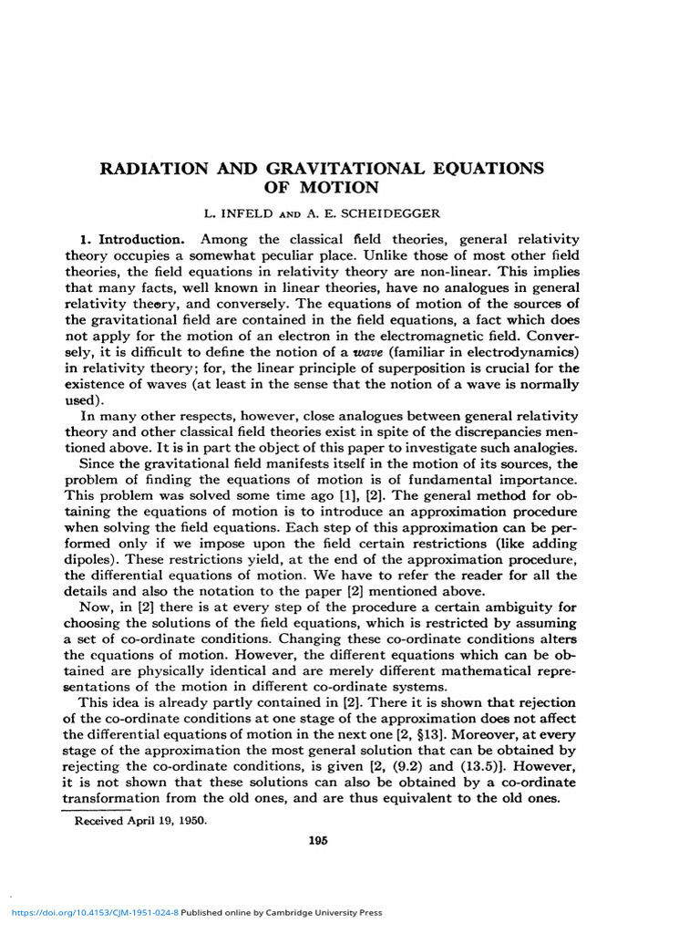 Radiation and Gravitational Equations of Motion | PDF | General ...