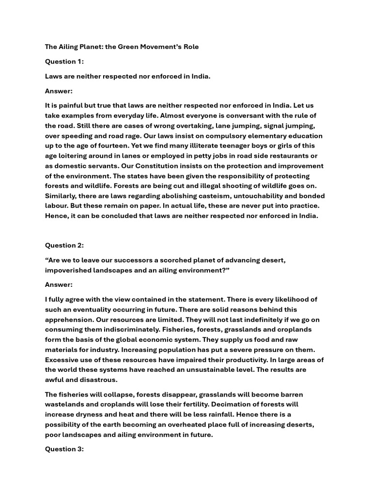 The Ailing Planet | PDF | Economies | Natural Environment