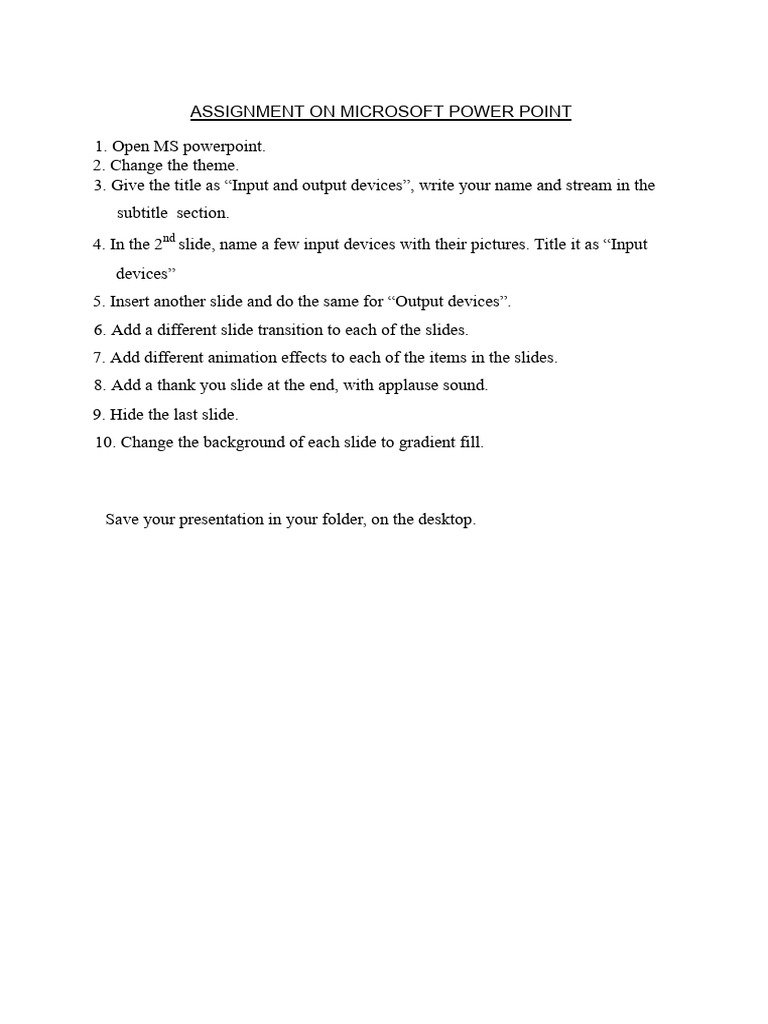 Assignment On Microsoft Power Point For BCom | PDF