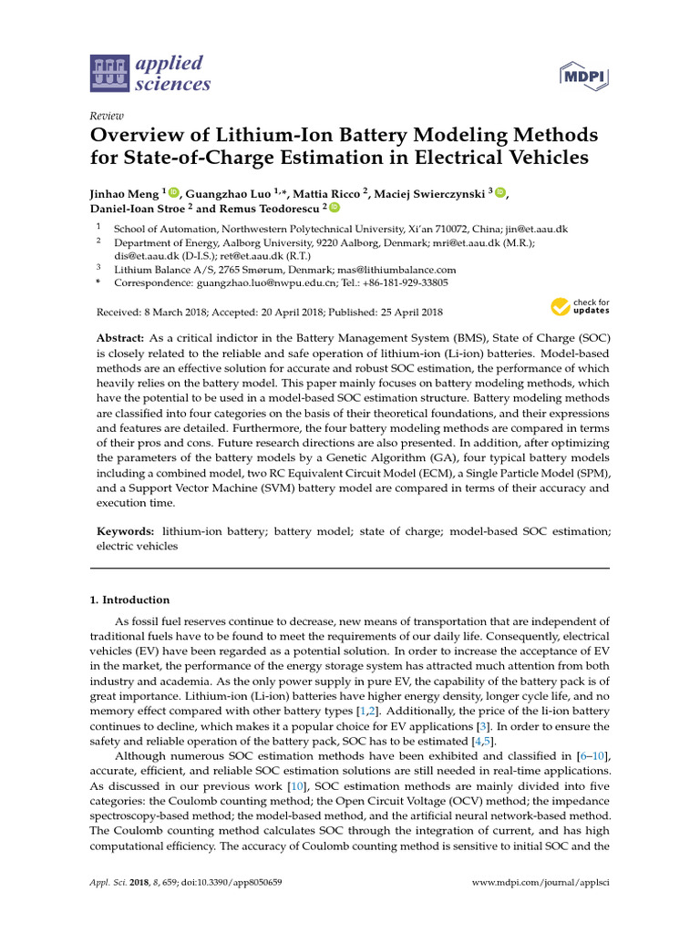 Overview of Lithium-Ion Battery Modeling Methods F | PDF | Electric ...
