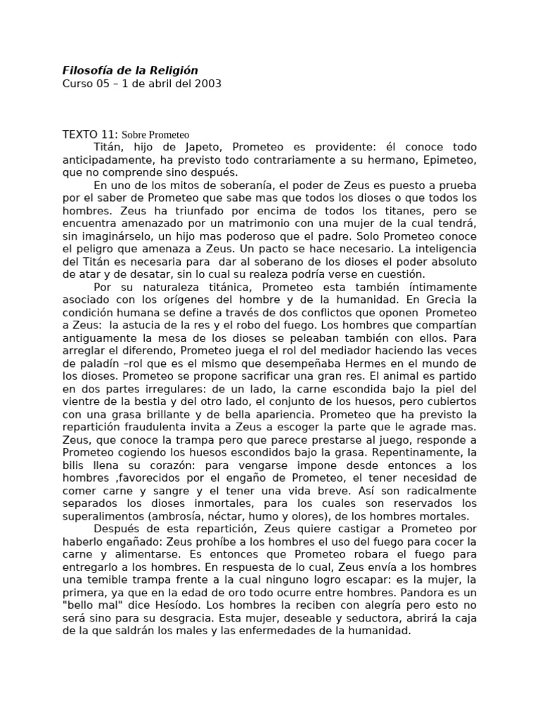 TEXTO 11-Prometeo | PDF | Prometeo