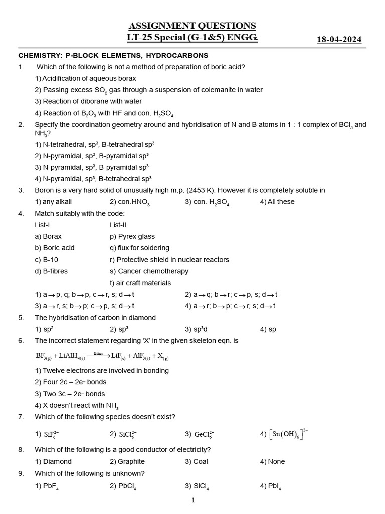 LT-25 STATE (G-1&5) ENGG - P - Block Elements, Hydrocarbon-18-04-2024 ...