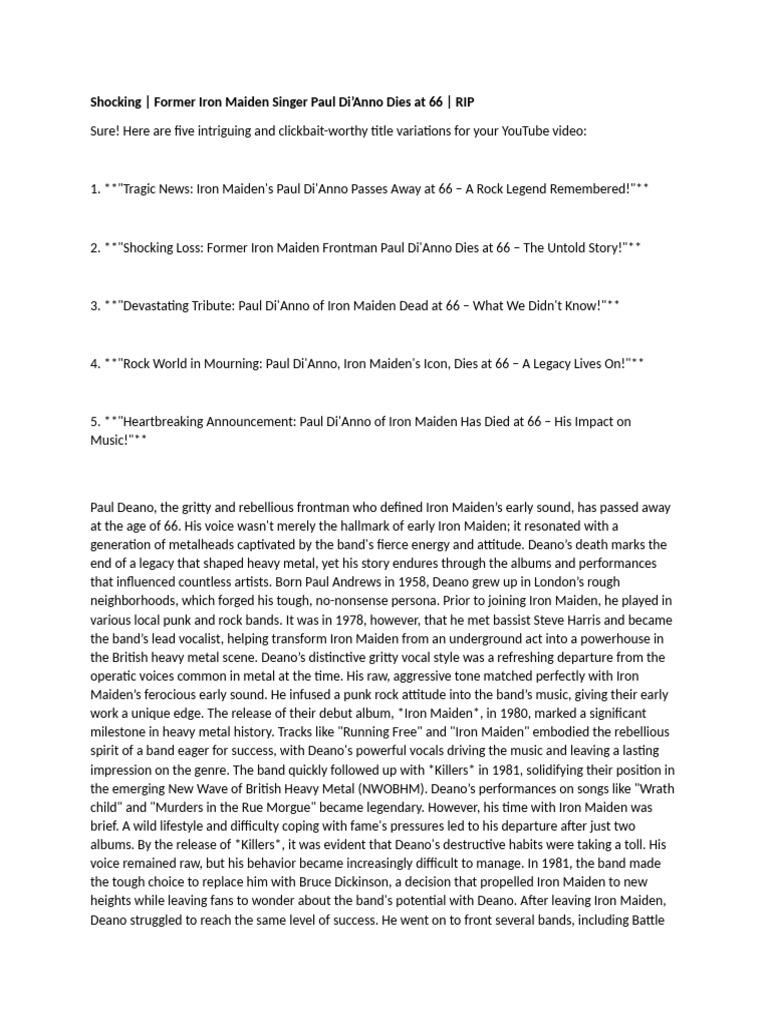 Tittle & Script 2 | PDF | Heavy Metal Music