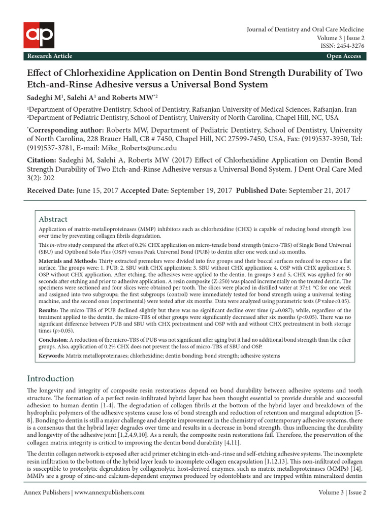 Effect-of-Chx Application Dentin-Bond-Strength-Durability-of-Two-Etch ...