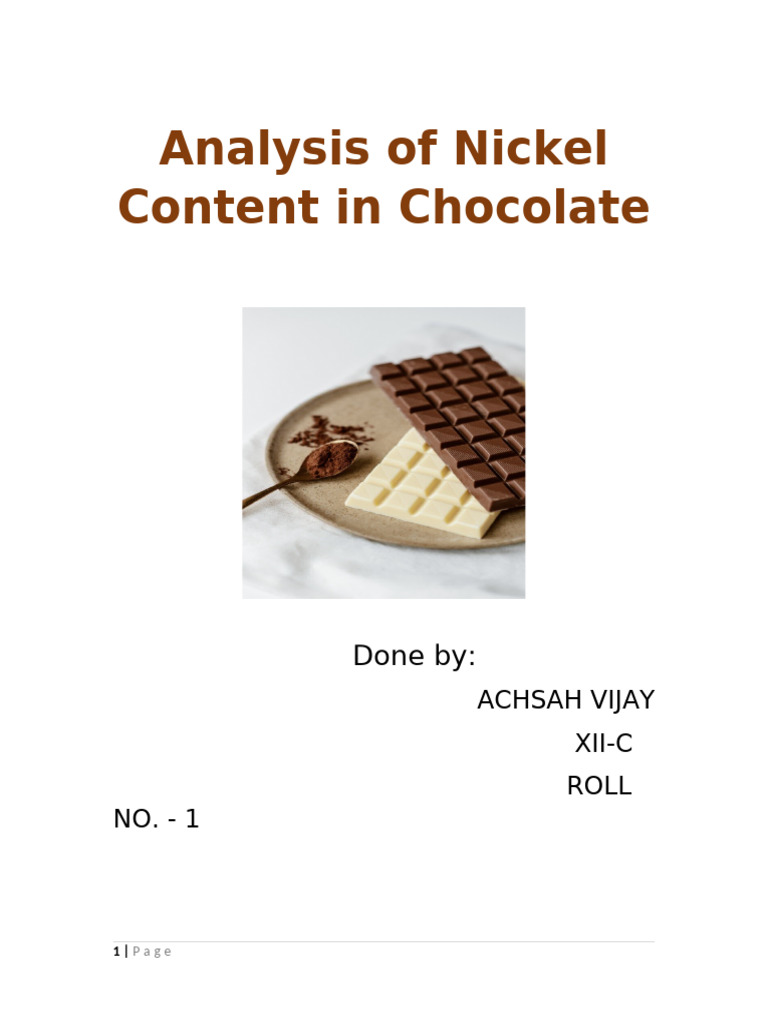 Analysis of Nickel Content in Chocolate 2 | PDF | Cocoa Bean | Chocolate