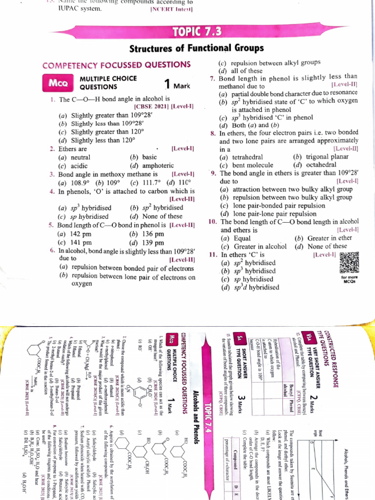 Alcohols, Phenols and Ethers-Ques | PDF | Ether | Physical Chemistry