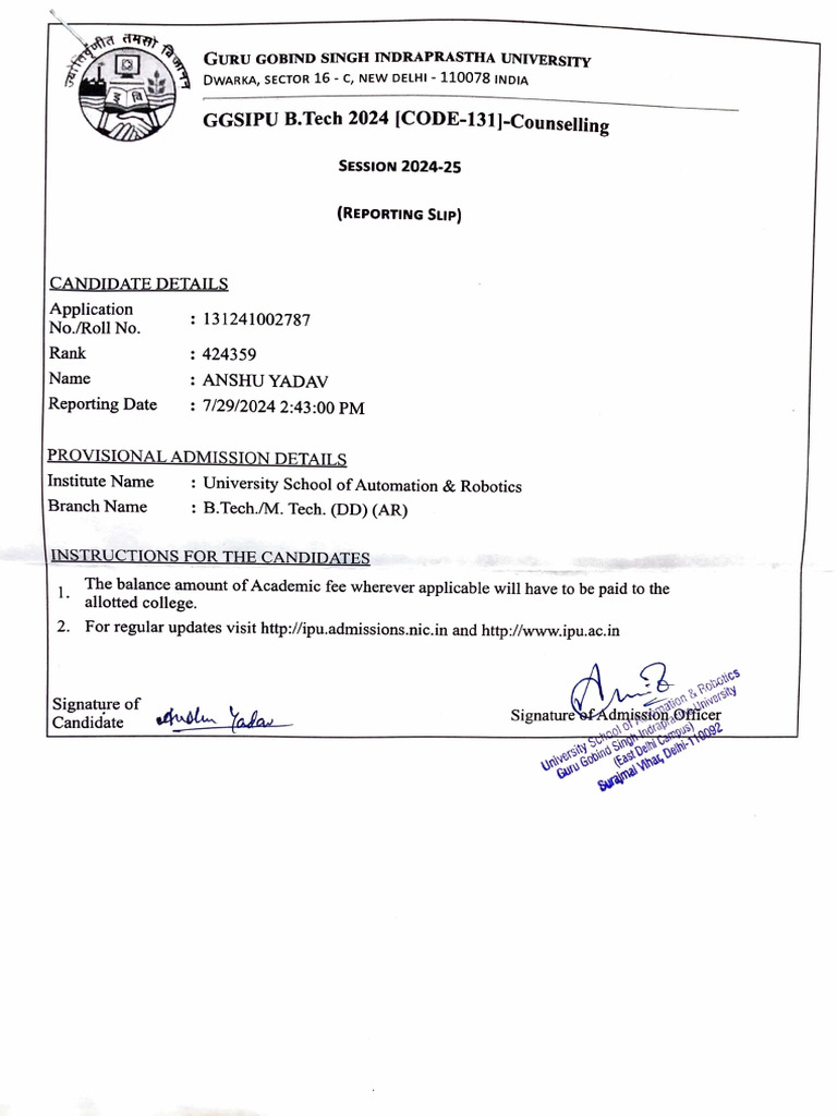 Reporting Slip | PDF