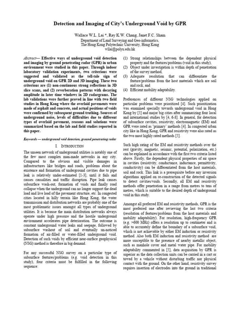Detection and Imaging of City's Underground Void by GPR | PDF
