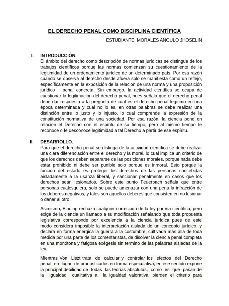 EL DERECHO PENAL COMO DISCIPLINA CIENTÍFICA | PDF | Derecho penal
