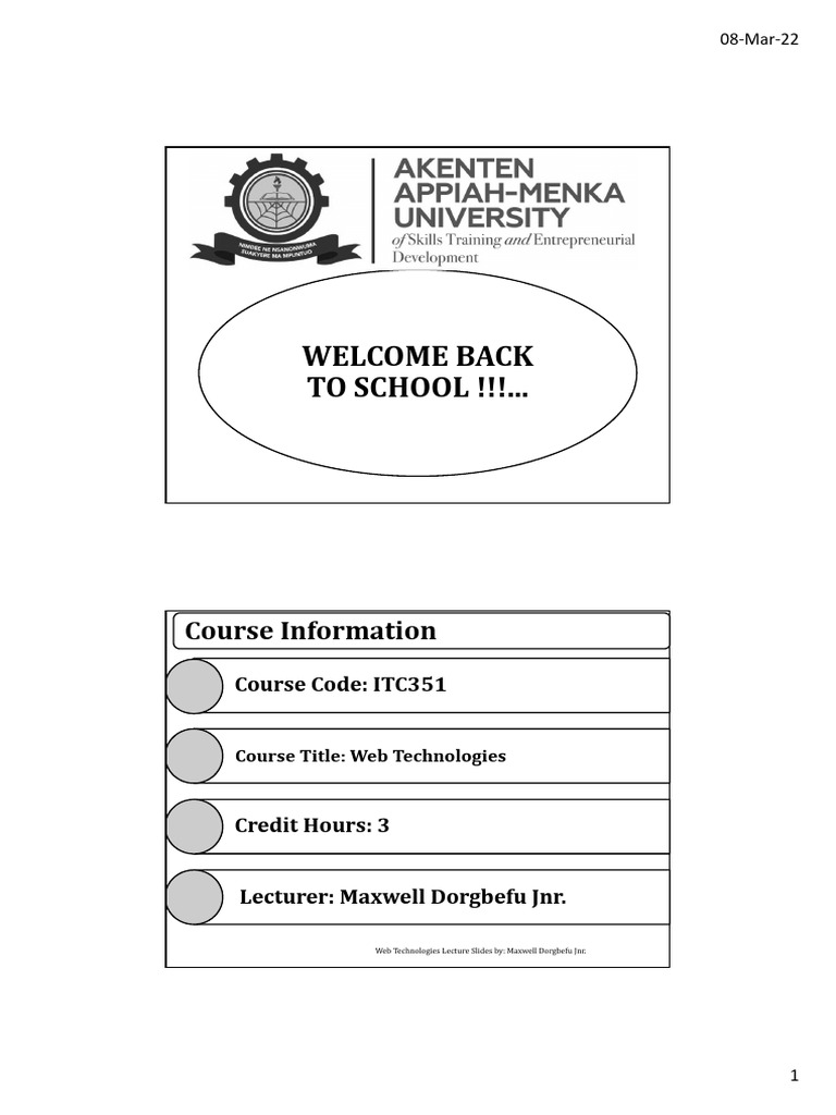 Web Technologies - ITC 351 Lecture - 1 | PDF | World Wide Web | Internet & Web