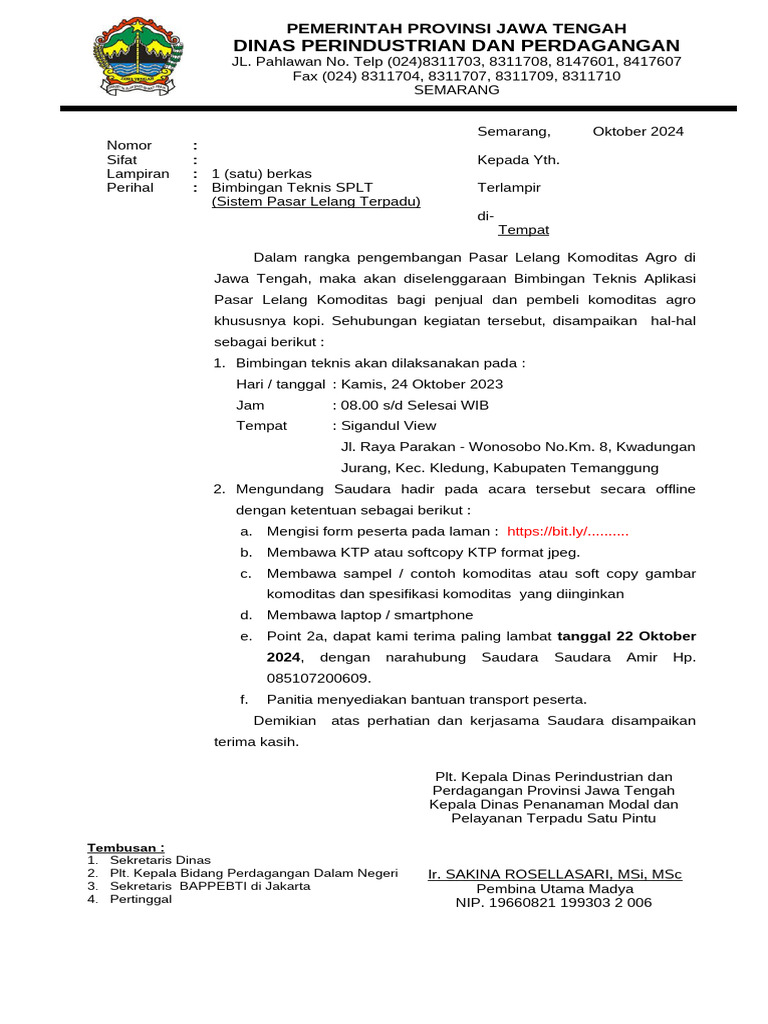 Surat Bimtek Temanggung | PDF