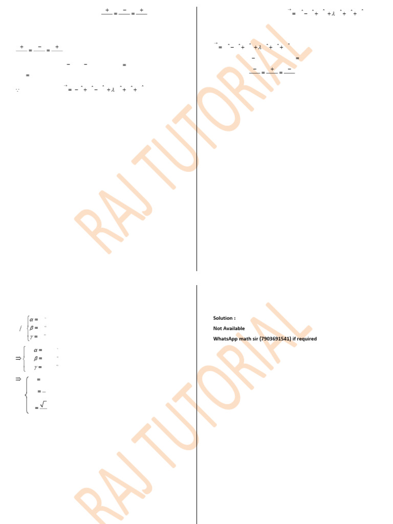 Vector and Cartesian Equations of Lines | PDF | Cartesian Coordinate ...