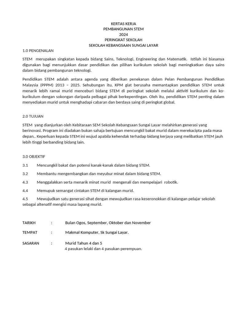 KERTAS KERJA Pembangunan STEM | PDF