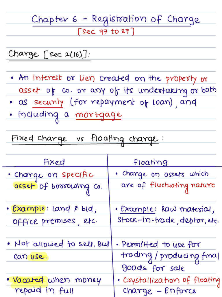 Registration of Charges | PDF | Security Interest | Private Law