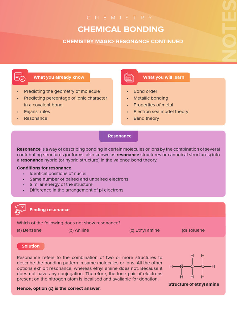 CLASS-11 CHEMISTRY BYJUS NOTES CHP-4 TOPIC-Magic - Resonance Continued ...