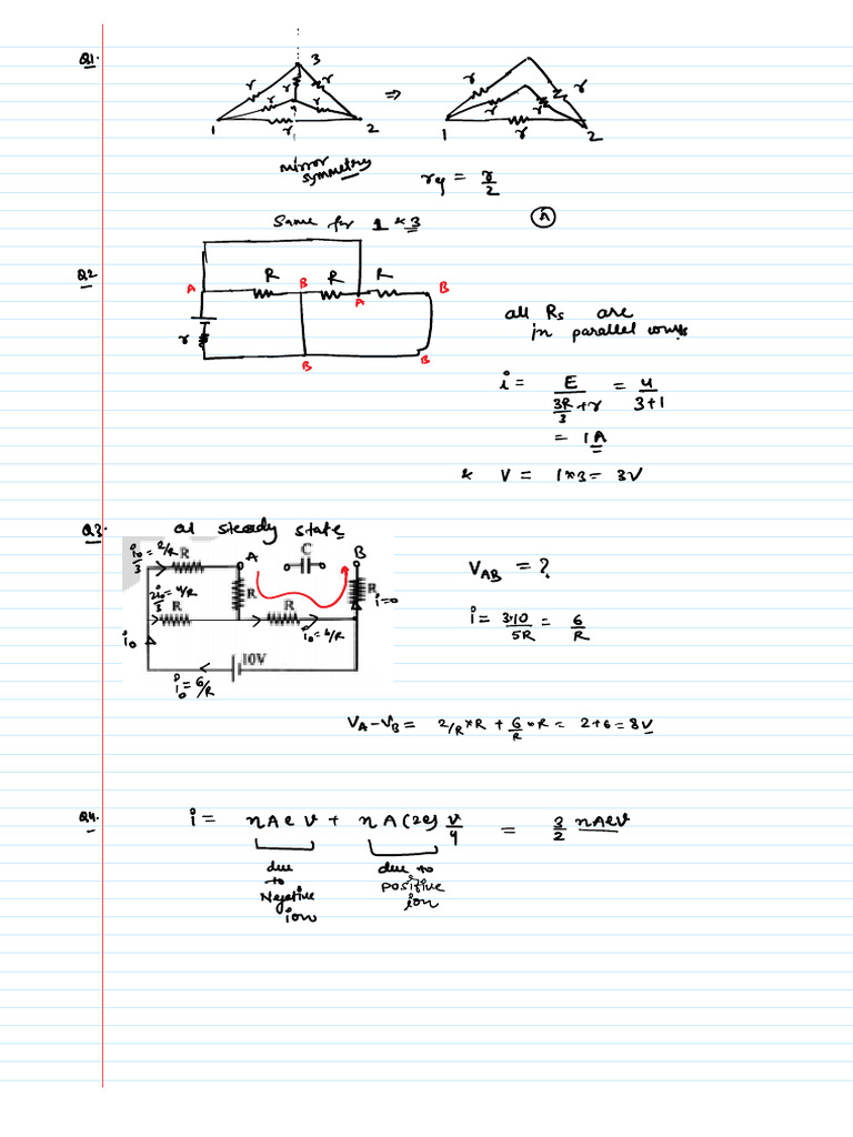 Current Electricity Solution Ex-1 1649390846812 | PDF