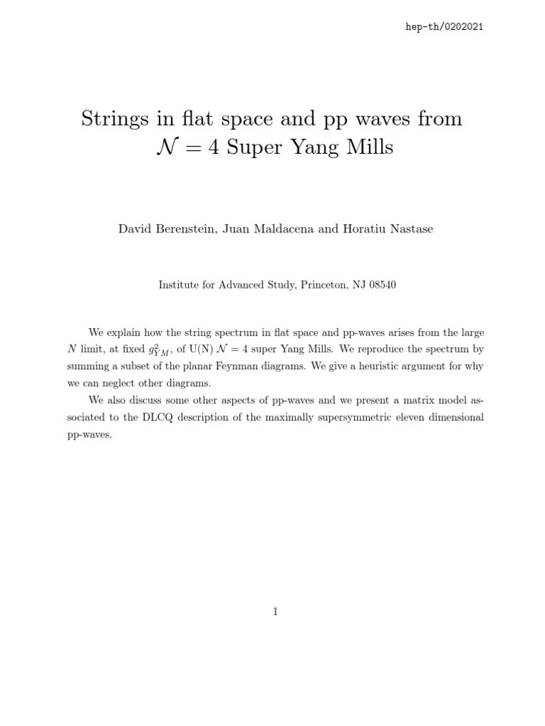 N=4 Super Yang Mills and pp-Wave Strings | PDF