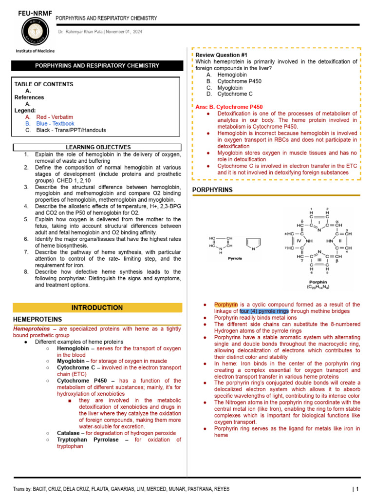 9 - Porphyrins and Respiratory Chemistry | PDF | Hemoglobin