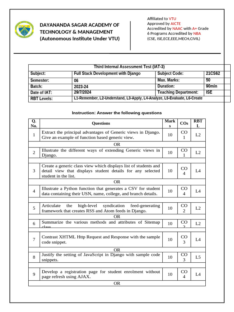 FSD_21CS62_CIE-3 | PDF | Ajax (Programming) | Web Development
