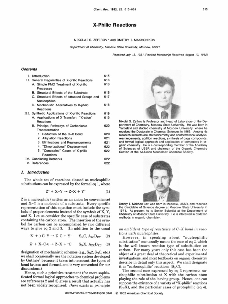 Zefirov Makhon Kov 2002 X Philic Reactions | PDF | Chemical Reactions ...
