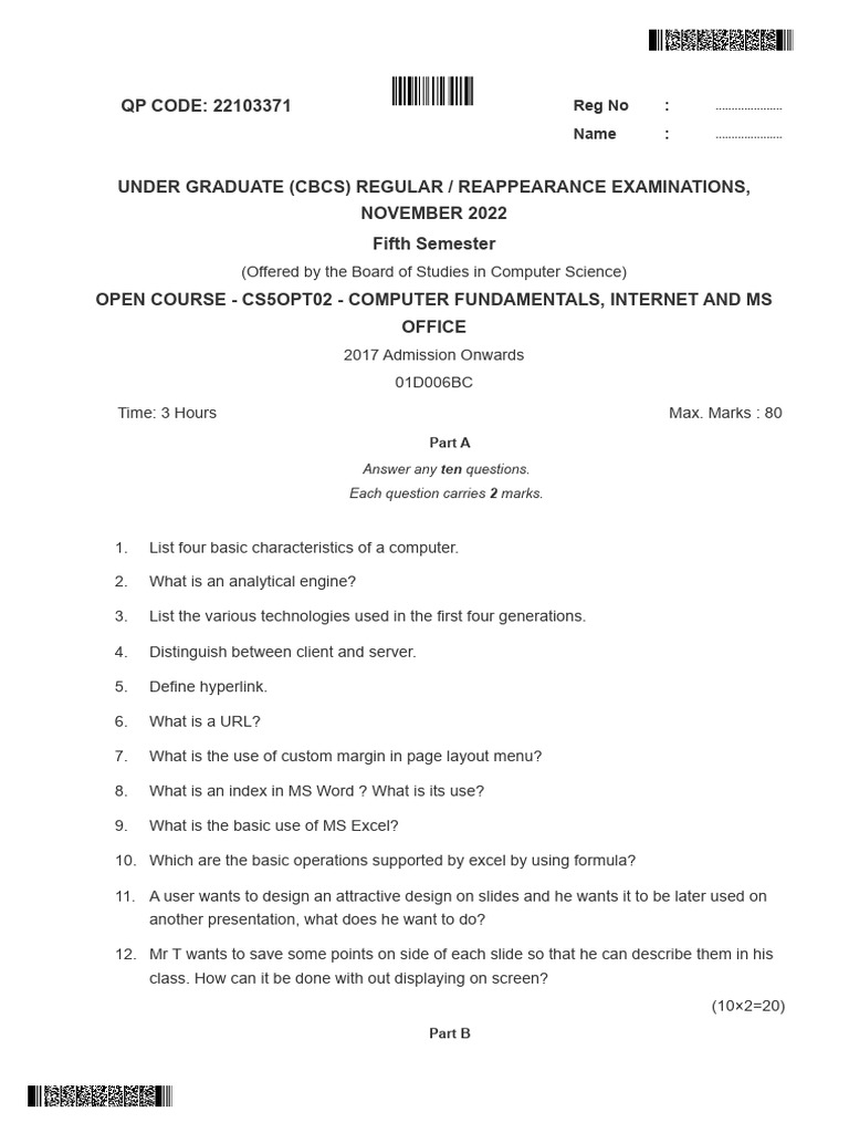 Computer Fundamentals, Internet and MS Office | PDF | Microsoft Excel | Internet