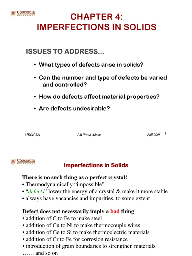 5.0.imperfections in Solids | PDF | Dislocation | Crystallite
