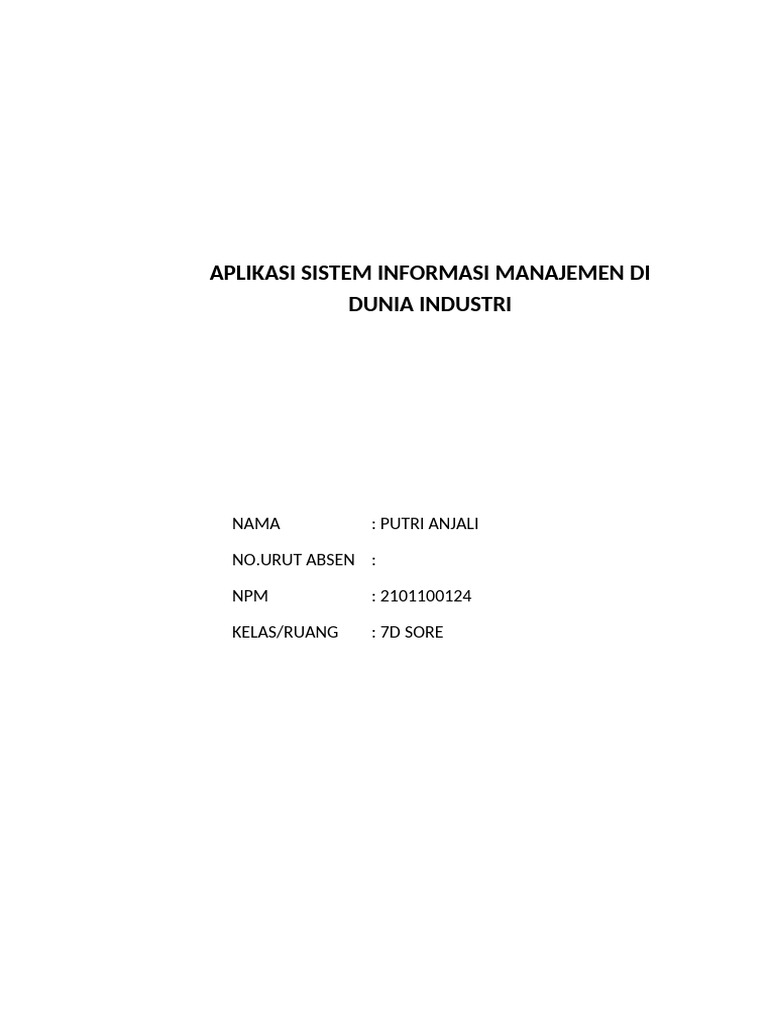 Aplikasi SIM dalam Dunia Industri | PDF | Bisnis | Pengelolaan Keuangan ...