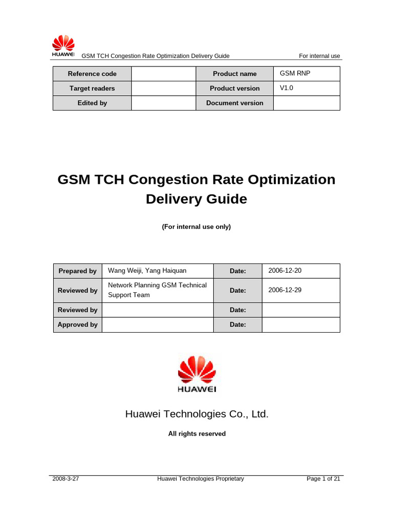 GSM TCH Congestion Rate Optimization Delivery Guide | PDF | Network ...