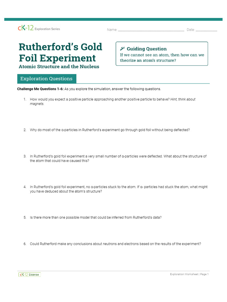 21 - Rutherford's Gold Foil Experiment | PDF
