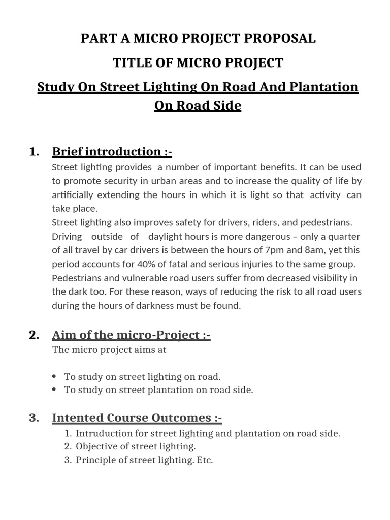 Part A Micro Project Proposal | PDF | Lighting | Street Light