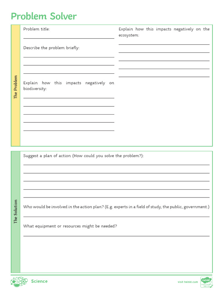 Problem Solver Worksheet | PDF