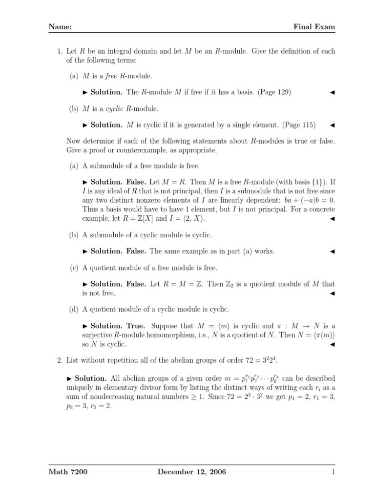 7200f06exfa | PDF | Module (Mathematics) | Abstract Algebra